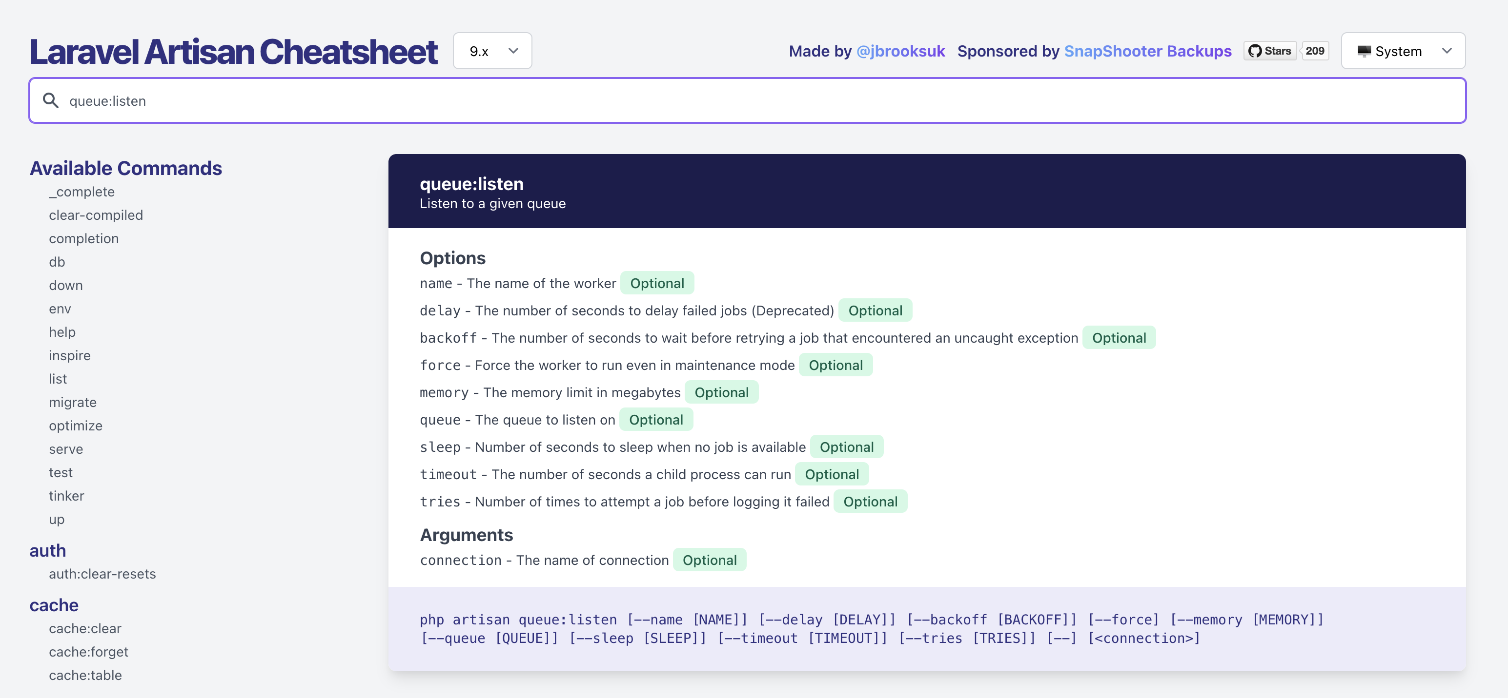 A Bookmarkable Searchable Cheatsheet For Laravel s Default Artisan A Bookmarkable Searchable Cheatsheet For Laravel s Default Artisan
